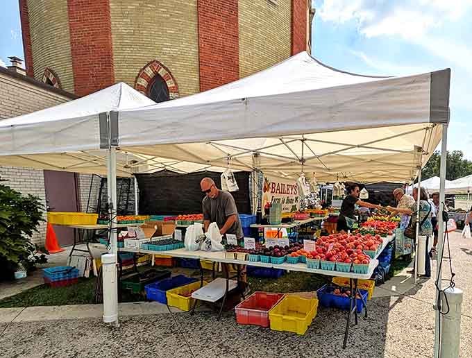 The farmers market brings fresh produce and friendly faces together, reminding us that food tastes better when you know where it came from.t