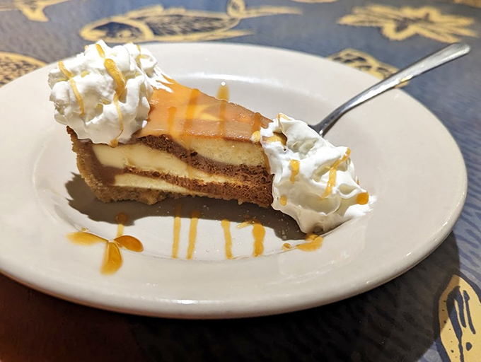 Sweet meets salty in this heavenly slice. It's like a beach sunset in dessert form &ndash; beautiful, indulgent, and unforgettable.