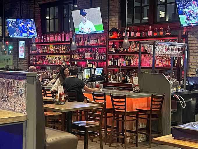 The well-stocked bar beckons with craft cocktails and local brews, perfect for starting or ending your seafood adventure.