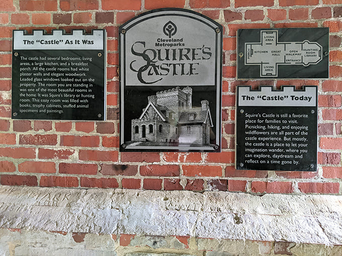 Floor plans and historical details help visitors understand what this place looked like before time and weather had their way with it.