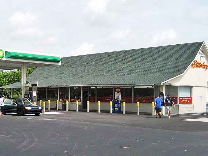 The distinctive green roof of this Stuckey's store represents another piece of roadside Americana, where travelers once stocked up on pecan logs and souvenirs.
