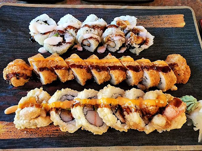 Roll with it! These sushi creations are a flavor explosion waiting to happen. Each bite is like a mini vacation for your taste buds.