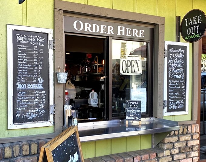 The take-out window serves as a portal to caffeinated bliss for those on the go&mdash;efficiency never tasted so good.