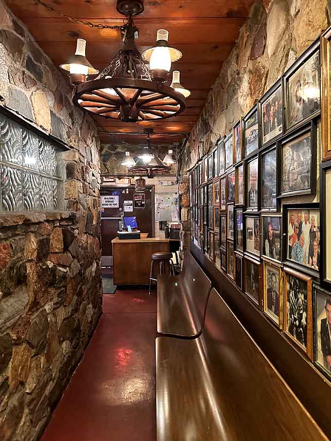 This hallway lined with memories and photographs tells decades of stories, each frame capturing moments of joy shared over exceptional Mexican food.