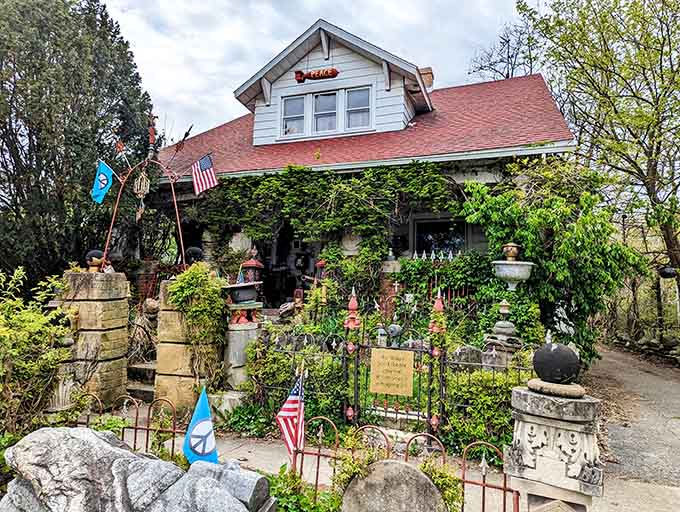 The house presides over this rocky kingdom like a modest castle, its ordinary facade hiding the extraordinary landscape that sprawls behind it.