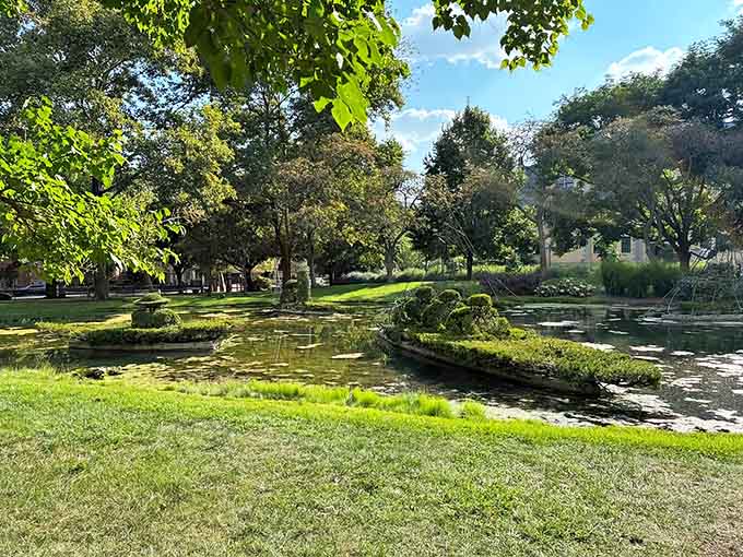 Serene reflections and carefully maintained landscapes create an atmosphere of peaceful contemplation, perfect for pretending you're cultured while actually just enjoying pretty greenery.