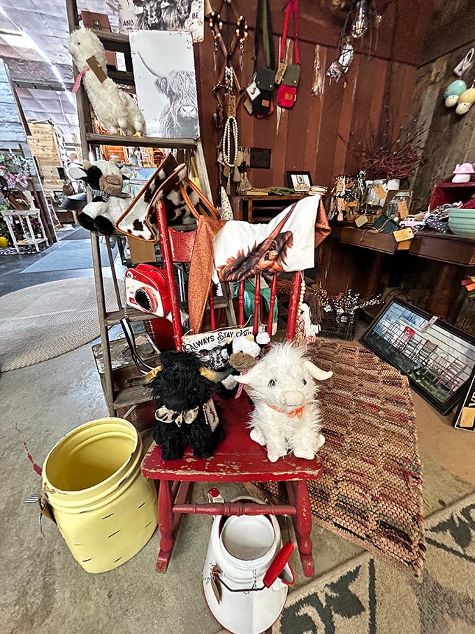 These plush companions sitting on a weathered red chair aren't just stuffed animals &ndash; they're waiting to become part of some lucky child's memory-making.