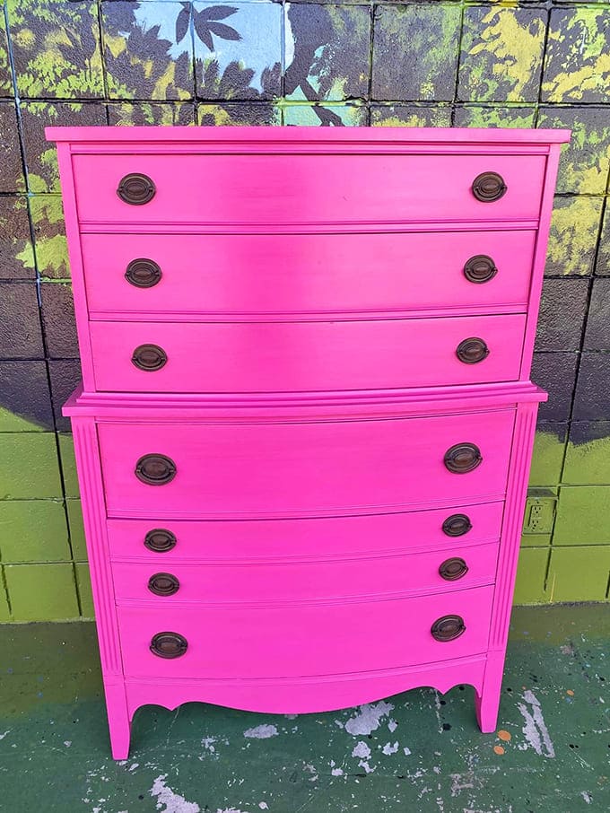 This hot pink dresser demands attention and a home where bold design choices are celebrated &ndash; not just furniture but a statement piece with attitude.