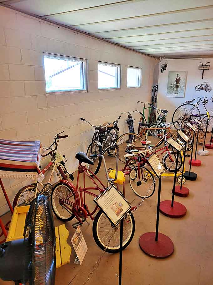 From penny-farthings to banana seats, this collection of vintage bicycles traces the evolution of two-wheeled transportation through American history.