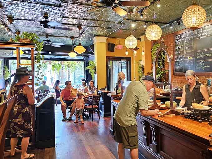 Real people enjoying real food in a real community space, which is basically the whole point of restaurants anyway.