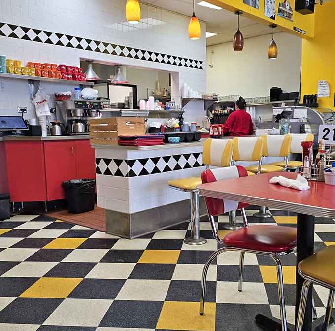 Counter seating offers front-row views of the kitchen action, where culinary magic happens right before your hungry eyes.