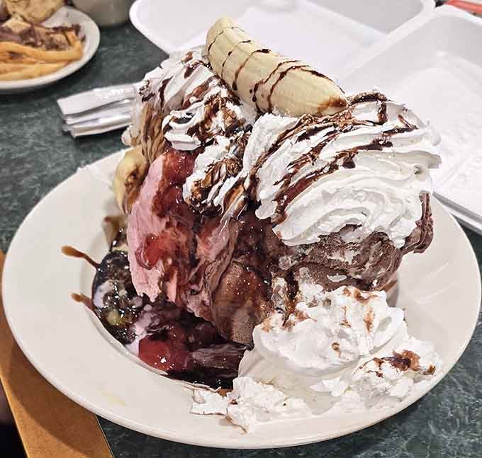 That banana split is basically a fruit salad if you squint and ignore all the ice cream.