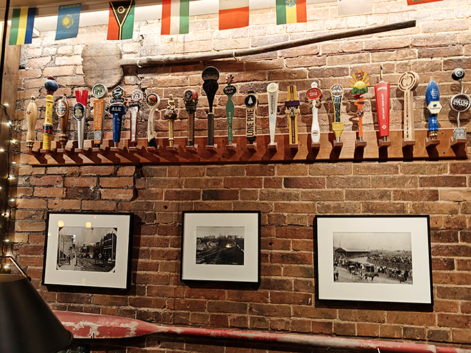 Each tap handle represents a different Vermont brewing story, from hoppy IPAs to rich stouts and everything between.