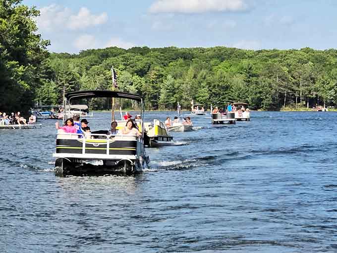 The annual boat parade transforms tranquil waters into a floating neighborhood block party, Northwoods style.