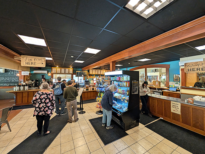 Customers line up inside Red Hen, a beloved Vermont bakery celebrating years of crafting exceptional bread.