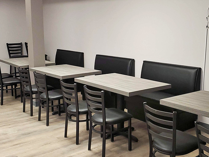 Clean lines and comfortable seating create an unpretentious dining space where the food, not the decor, takes center stage.