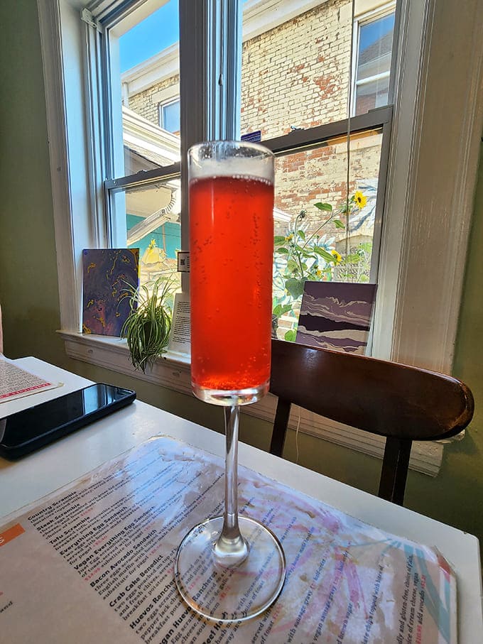 Drink: This ruby-red elixir in a champagne flute isn't just a beverage &ndash; it's breakfast with bubbles and attitude.