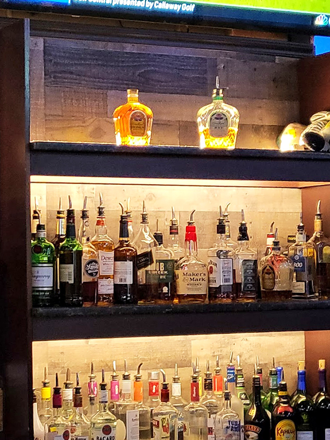 Behind every great sports bar is a well-stocked bar &ndash; premium spirits line illuminated shelves, promising cocktail possibilities beyond the standard beer offerings.