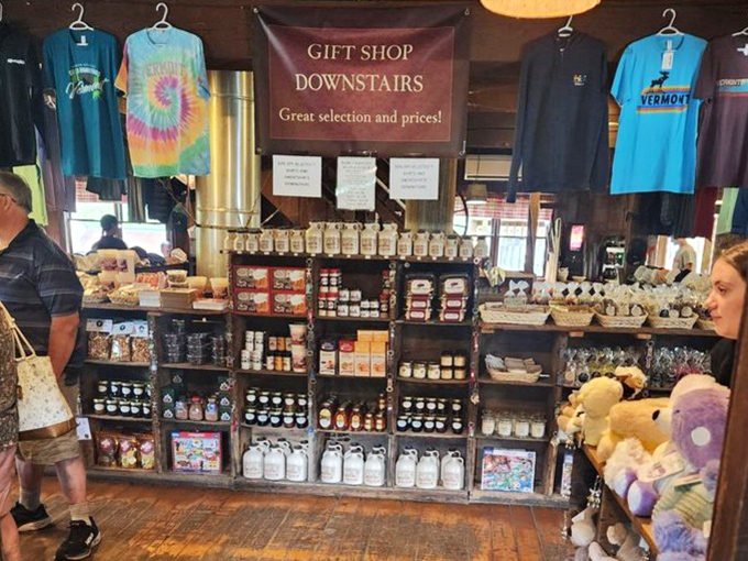 Vermont treasures line the shelves &ndash; maple products, local crafts, and souvenirs that capture the essence of the Green Mountain State.