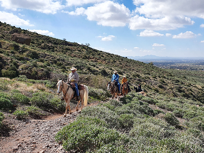 Saddle up for a different perspective! These trail riders experience the desert the way pioneers did, with nothing but hoofbeats and birdsong breaking the silence.