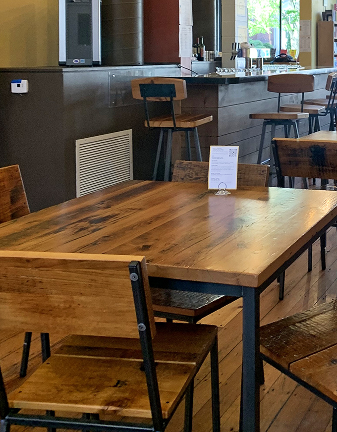 Wooden tables that have hosted countless conversations, "aha" moments, and bagel-induced sighs of contentment.