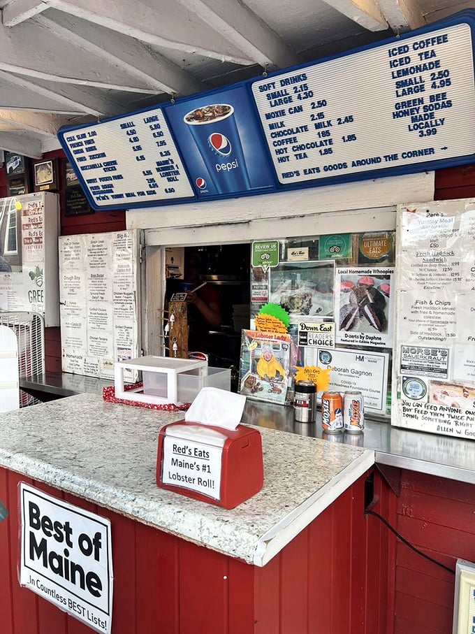 The ordering counter where dreams come true, complete with the proud declaration of serving "Maine's #1 Lobster Roll."