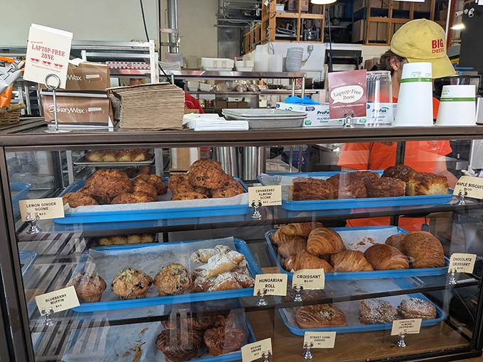 The pastry case at August First &ndash; or as locals call it, "the display of impossible decisions" that somehow always ends with "I'll take one of each."