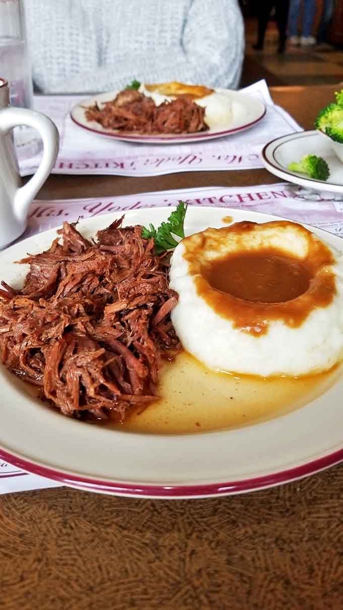 Fork-tender pot roast alongside cloud-like mashed potatoes swimming in gravy &ndash; the kind of meal that makes you want to adopt the chef.