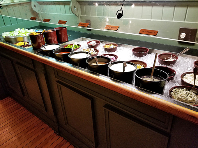 The relish tray station, where fresh vegetables and homemade accompaniments await their turn to start your supper club experience right.