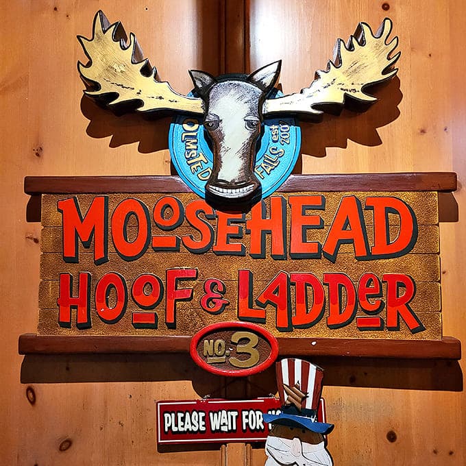 Moose magnificence! This isn't just a sign &ndash; it's a promise of good times and better food that the restaurant delivers on with every plate.