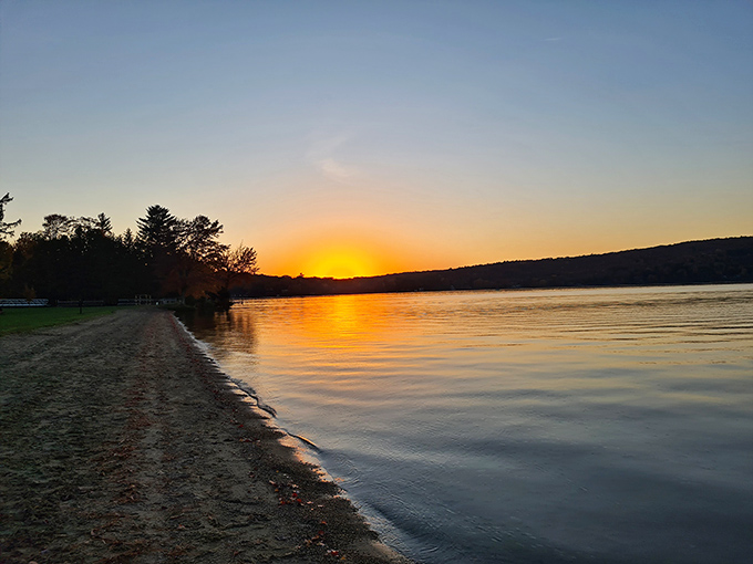 Golden hour magic transforms Branbury's shoreline into a scene worthy of framing.