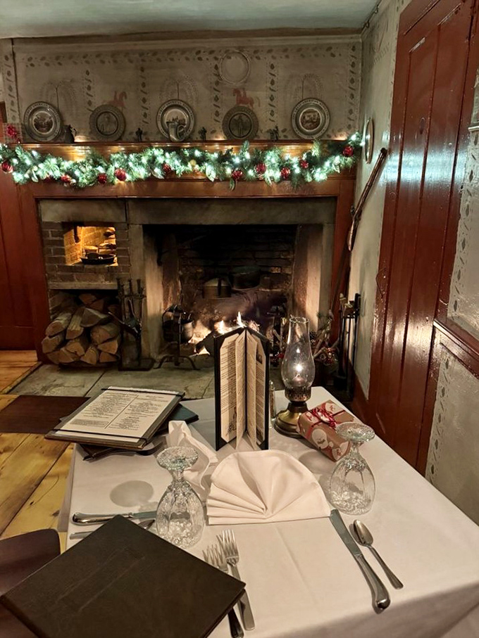 A table set for culinary time travel &ndash; crystal glasses and white linens await beside a crackling fire that's warmed diners for centuries.