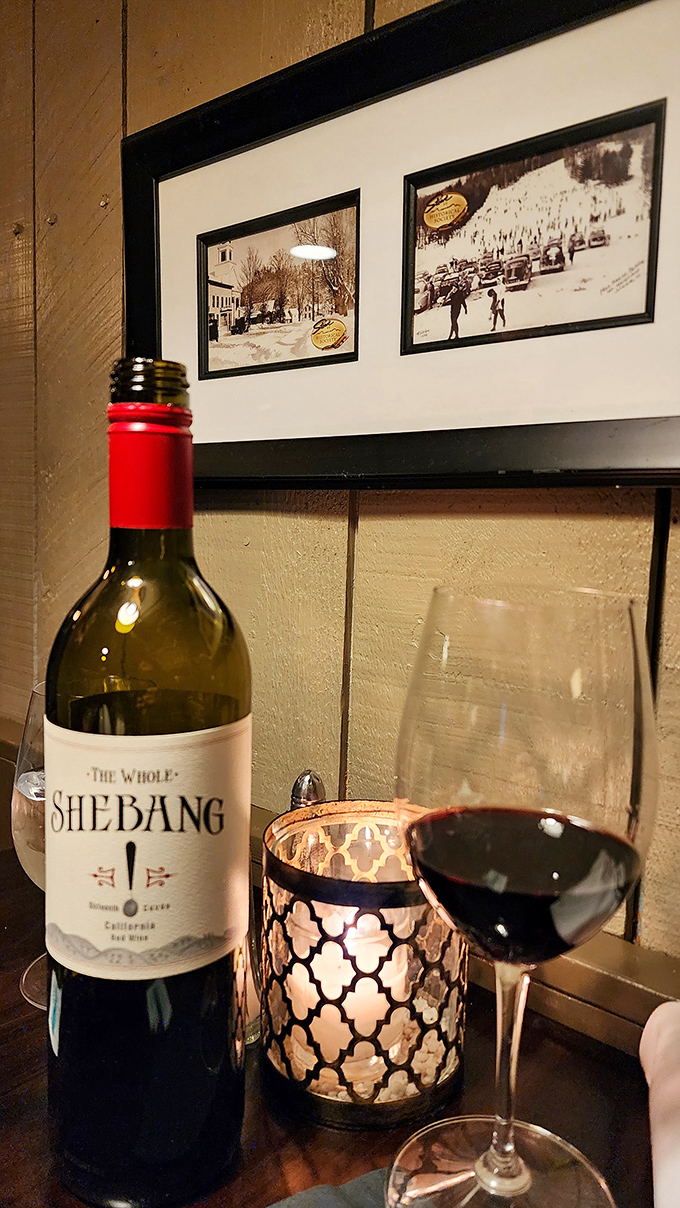 "The Whole Shebang" wine alongside flickering candlelight – because some Vermont evenings call for something special in your glass.