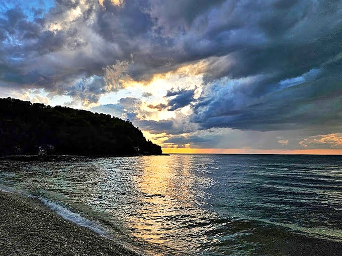 Where forest meets shore in a picturesque display. It's like stepping into a landscape painting!