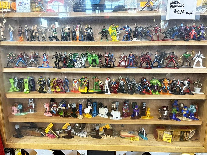 Superheroes and action figures stand in formation, ready for new adventures – these plastic warriors have survived decades of play to become coveted collectibles.