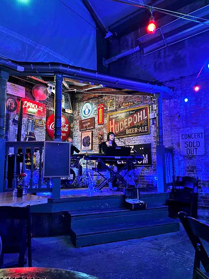 Live music fills the brick-walled space with soulful notes, turning an ordinary night into a memory set to the perfect soundtrack.