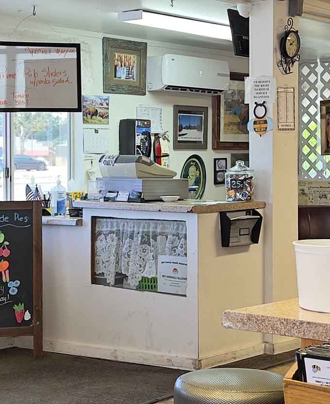 The cashier station serves as command central, where friendly staff ring up satisfied customers already planning their next visit.