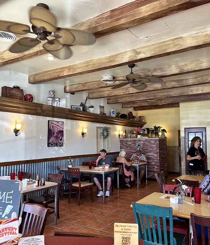 Diners settle in under those beautiful wooden beams, enjoying meals that taste like someone's grandmother is running the kitchen.