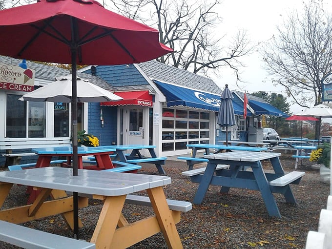 Colorful picnic tables where summer memories are made, one basket of fried clams and one satisfied customer at a time.