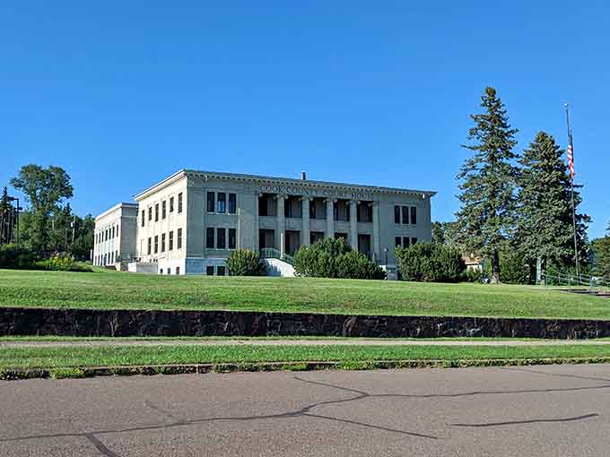 Cook County Courthouse stands proud on its hill, a handsome reminder that even government buildings can have architectural dignity and presence.