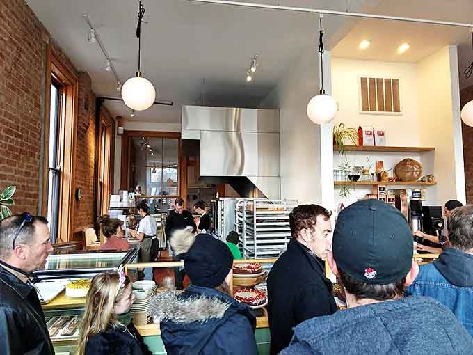 The weekend crowd gathers to claim their treats &ndash; arriving early is advised if you want first pick of the day's offerings.