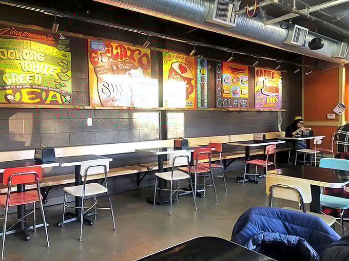 The dining area hums with the satisfied murmurs of customers experiencing food epiphanies amid colorful, quirky d&eacute;cor that feels like eating in an art gallery.