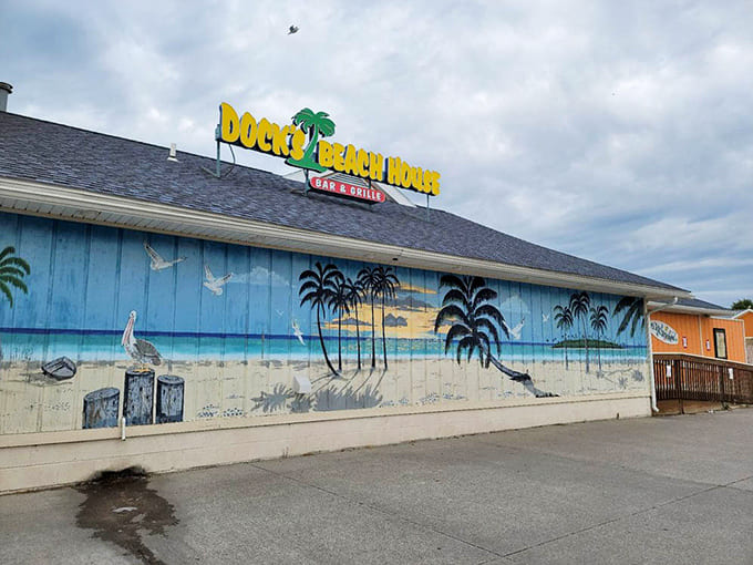 The vibrant blue exterior practically radiates warmth and welcome, like the building itself is smiling at you.