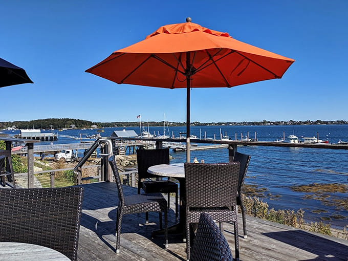 Waterfront dining on the outdoor deck lets you feel the sea breeze while savoring some of the freshest seafood you'll ever taste.