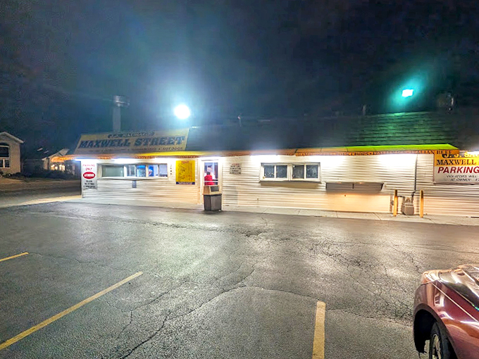 Night owl's delight! When the sun sets, J.J. Sausage transforms into a beacon of late-night cravings and post-adventure refueling.