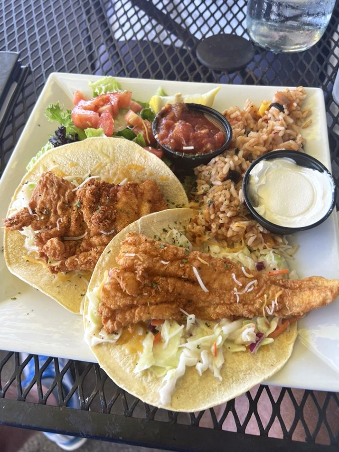 Where New England meets Baja California: crispy fish tacos that would make both coasts proud.