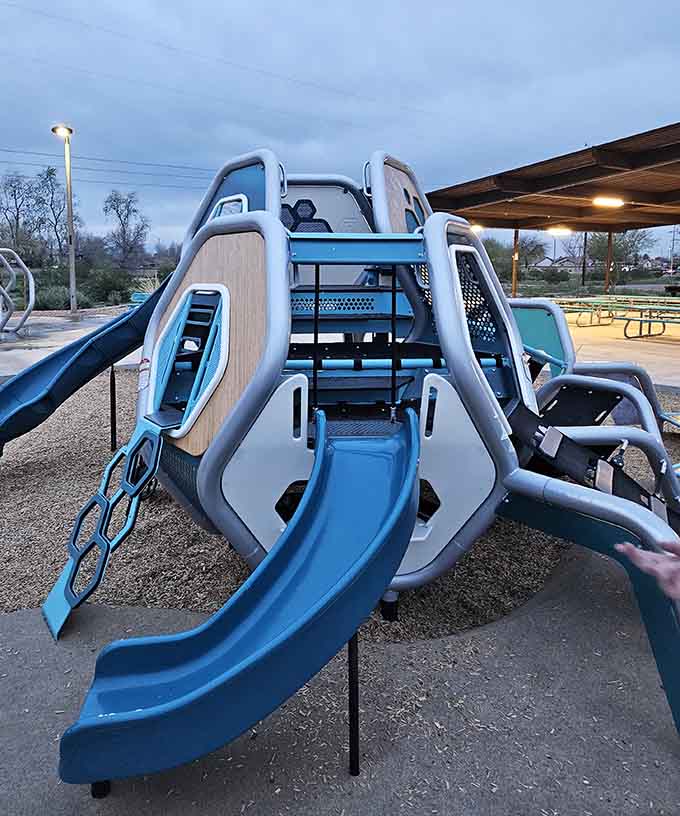 Multiple slides offer different experiences, from gentle descents for cautious kids to faster runs for the thrill-seekers in the family.