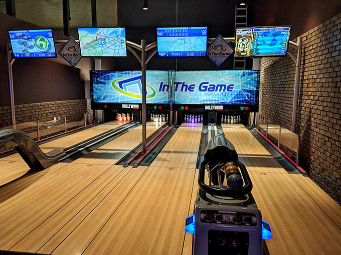 Strike! The bowling lanes offer yet another venue for friendly competition when you need a break from the go-kart action.
