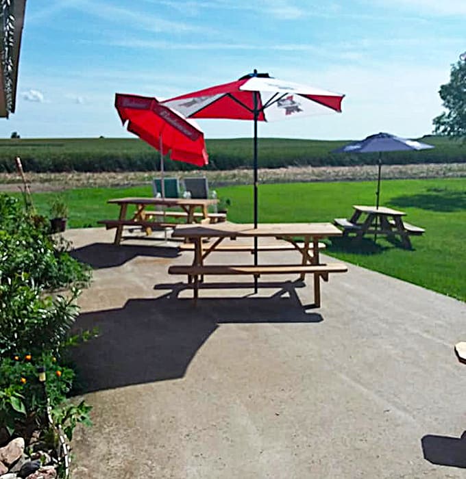 Outdoor seating lets you contemplate the prairie while contemplating your next order, a very Minnesota meditation.