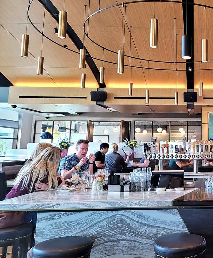 Counter seating at the bar offers front-row views of talented bartenders working their cocktail-making magic throughout the evening.